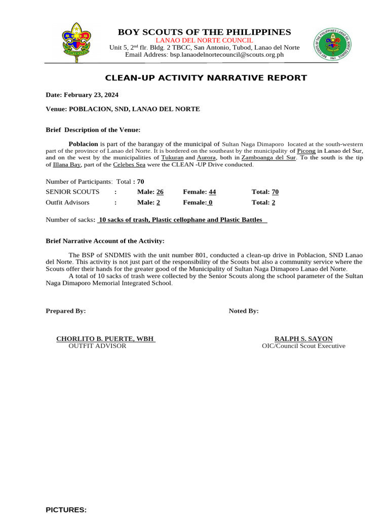 Clean Up Drive Narrative | PDF