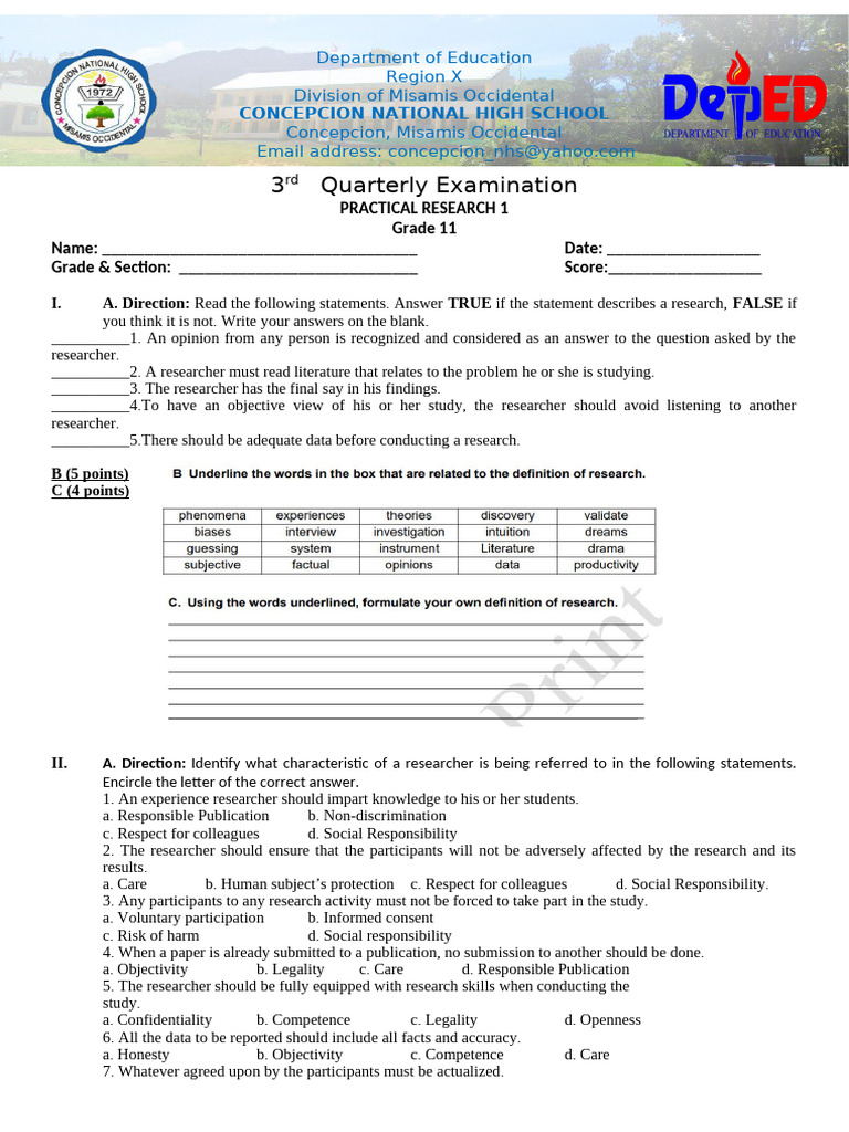 Pr2-Test Questionnaire | PDF