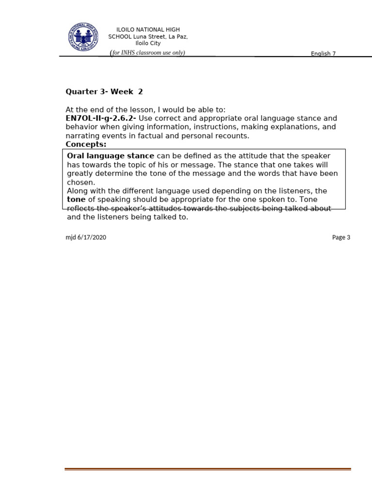 Q3-English 7 - Week 2 | PDF