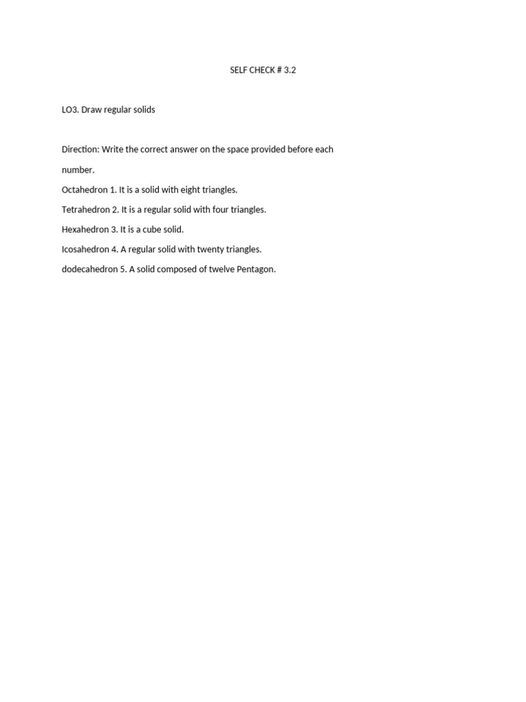 Draw Regular Solids Self Check 3.2 | PDF