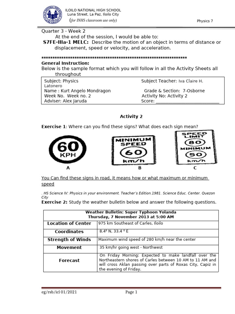 Q3 W2 Describing Motion | PDF