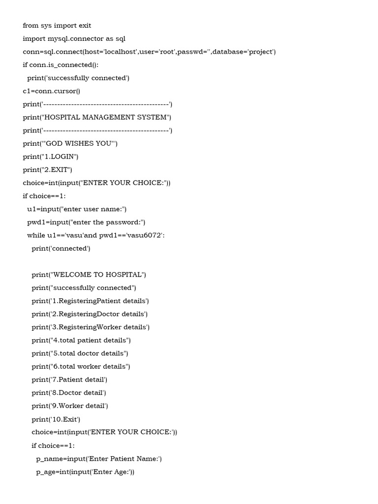 Hospital Management System | PDF