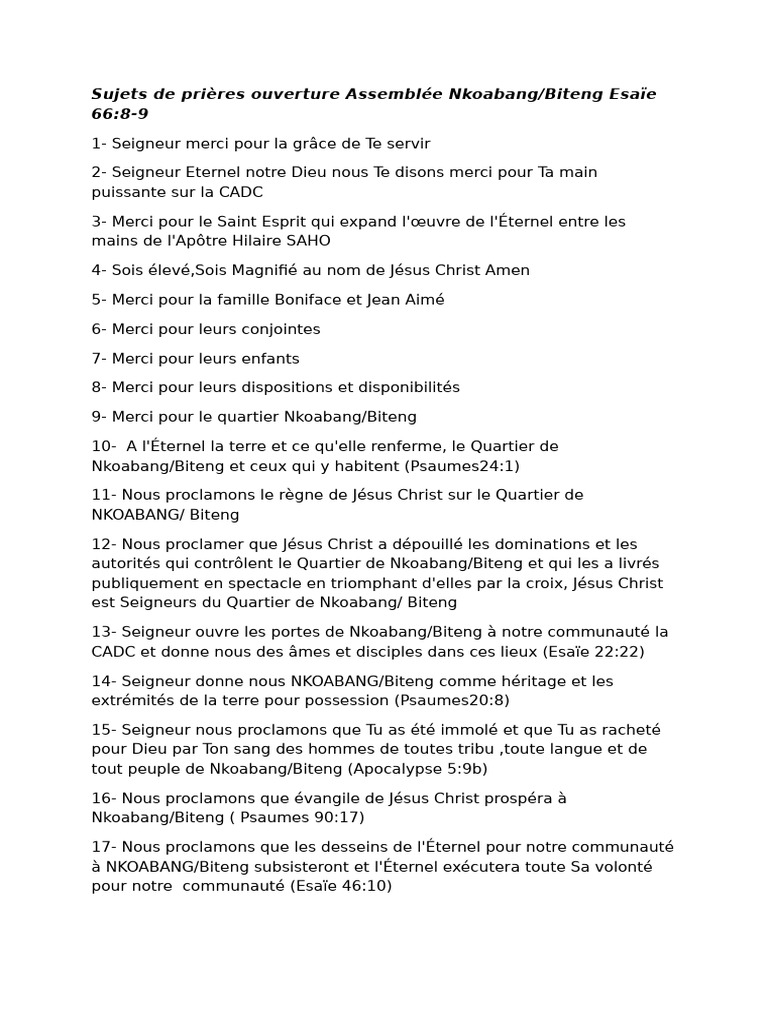 Sujets de Prières | PDF