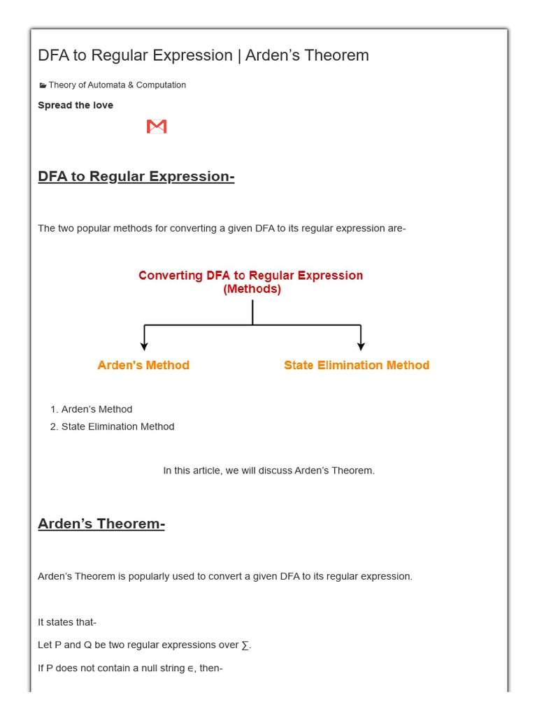 DFA to Regular Expression | PDF