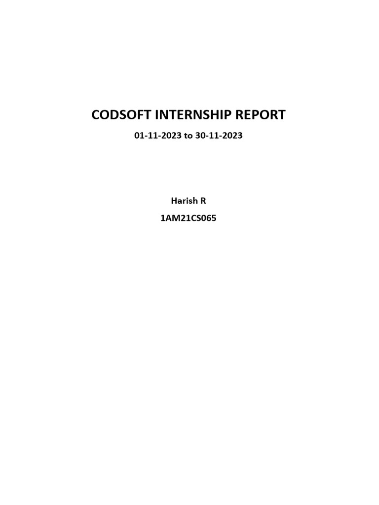Codsoft Internship Report HR | PDF