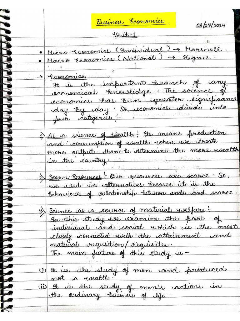 Business Economics (Unit - 1) | PDF