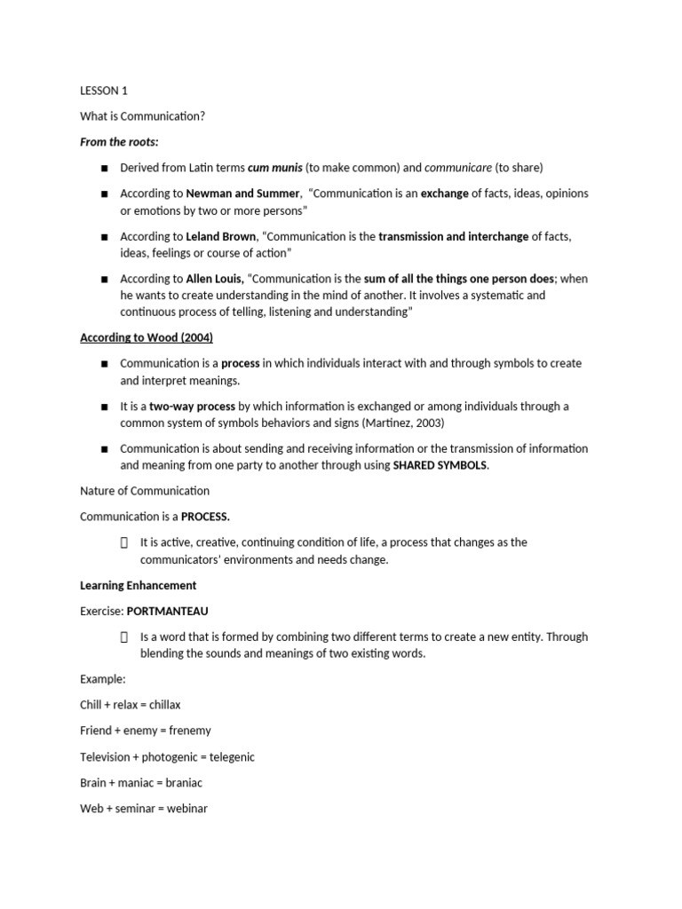 Lesson-1-4 - HANDOUTS Oral Communication | PDF | Communication ...