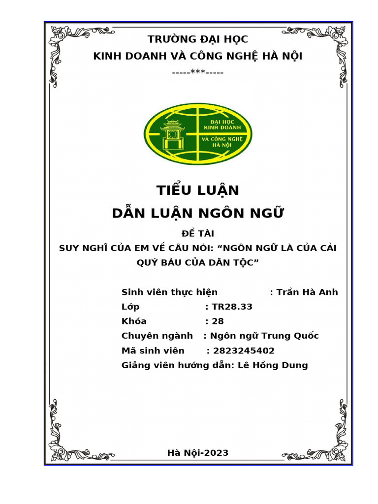 Tiểu Luận DLNN | PDF