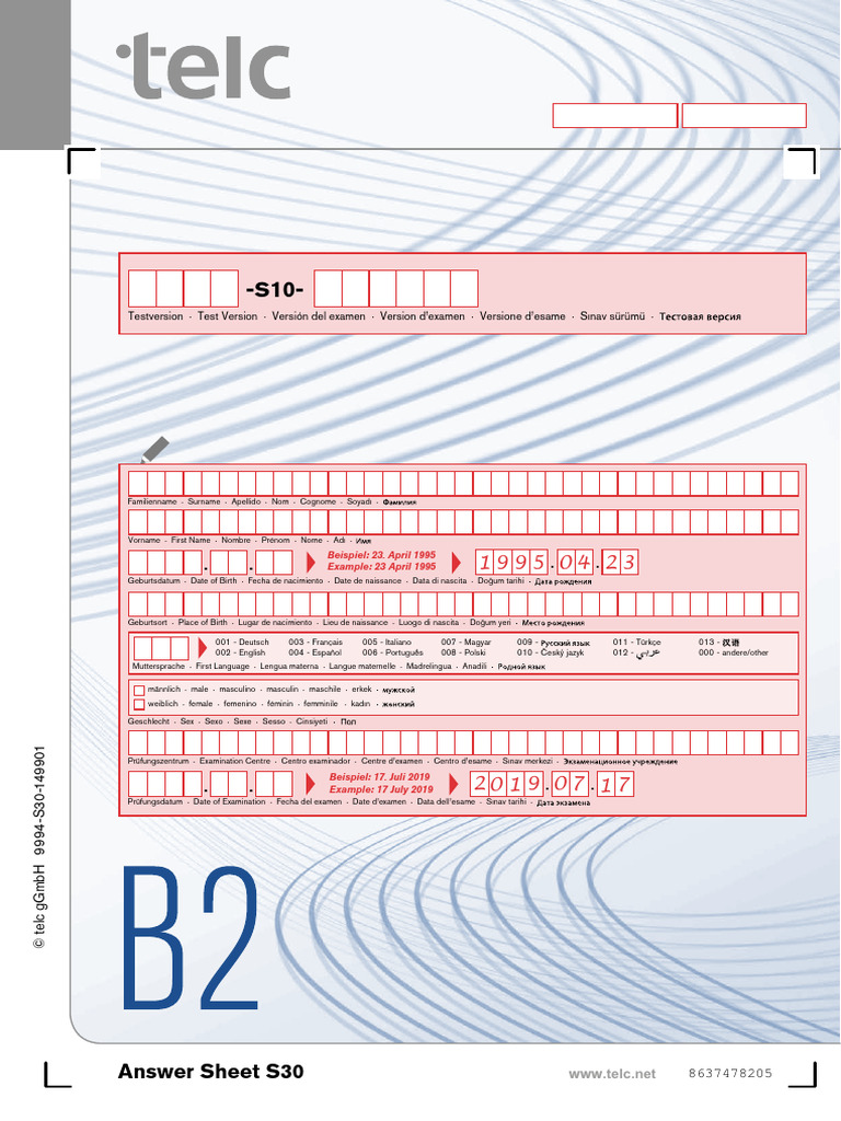 B2 Antwortbogen | PDF
