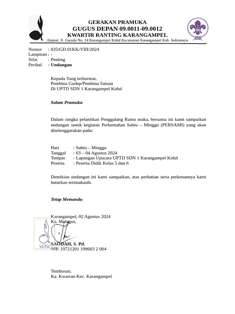 Surat Undangan Persami | PDF