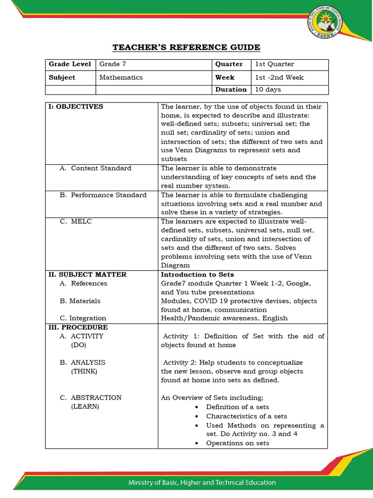 Teacher'S Reference Guide: Grade Level Quarter Subject Week Duration | PDF