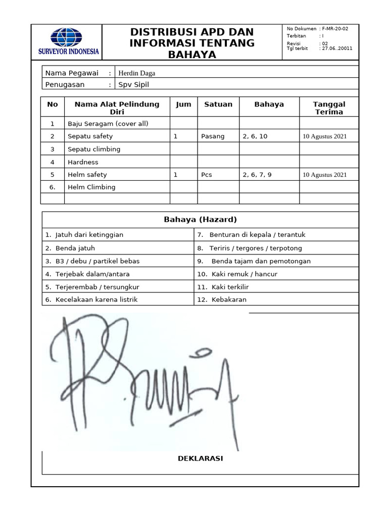 Distribusi APD Herdindaga | PDF