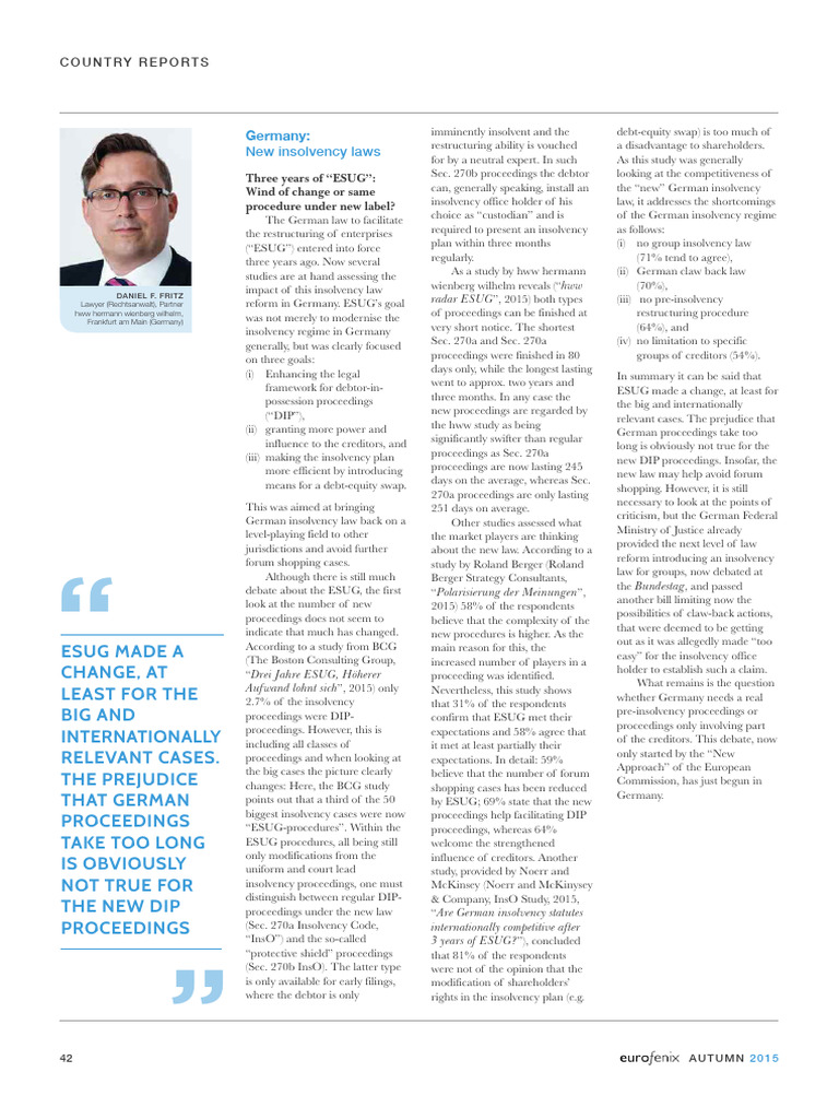 SR - Germany Report - New Insolvency Laws - 2015 Autumn | PDF