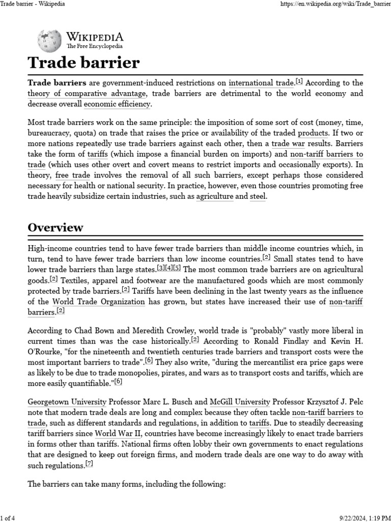 Trade Barrier | PDF