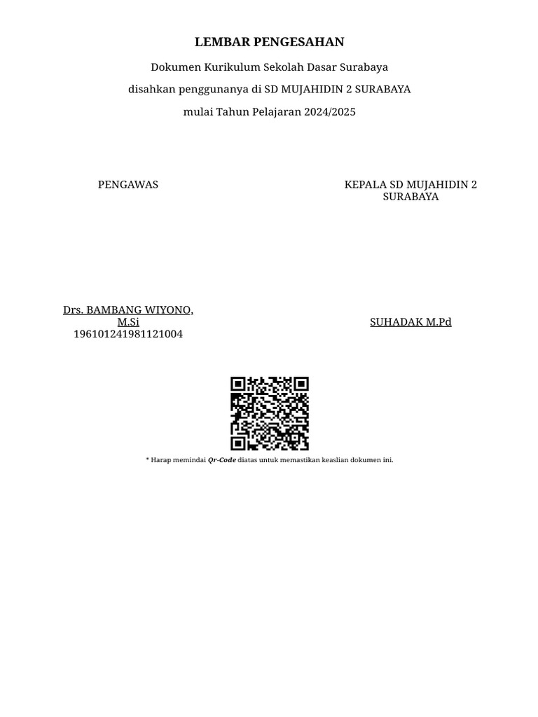 Lembar Pengesahan Dokumen Kurikulum | PDF