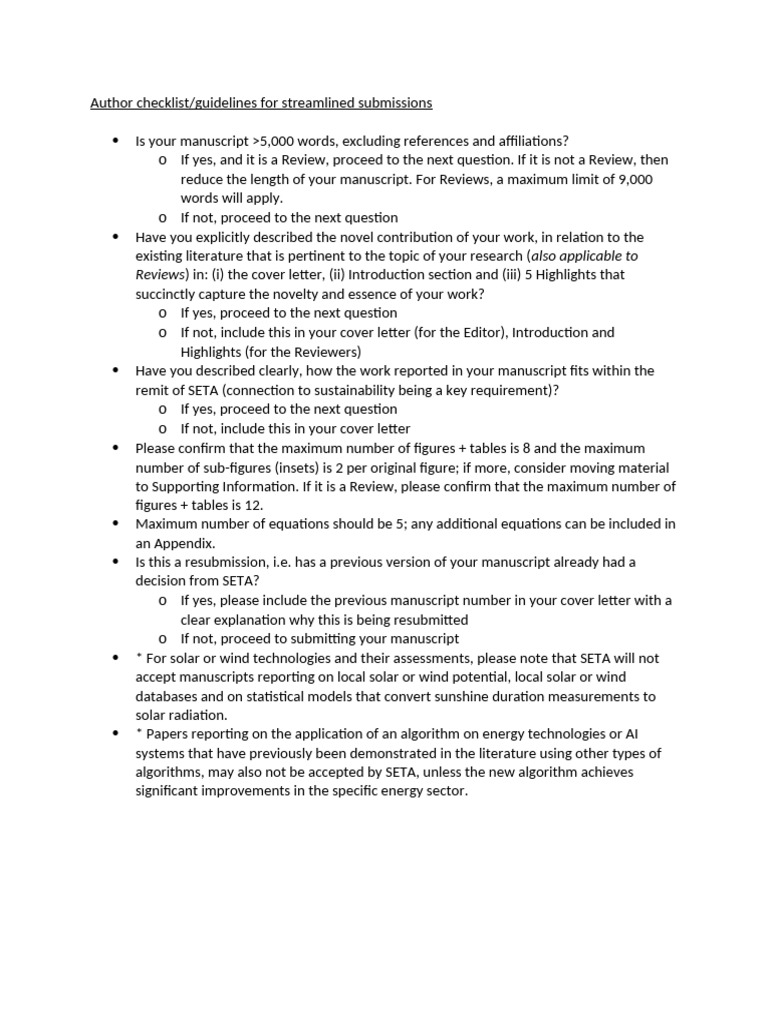 SETA Author Checklist | PDF