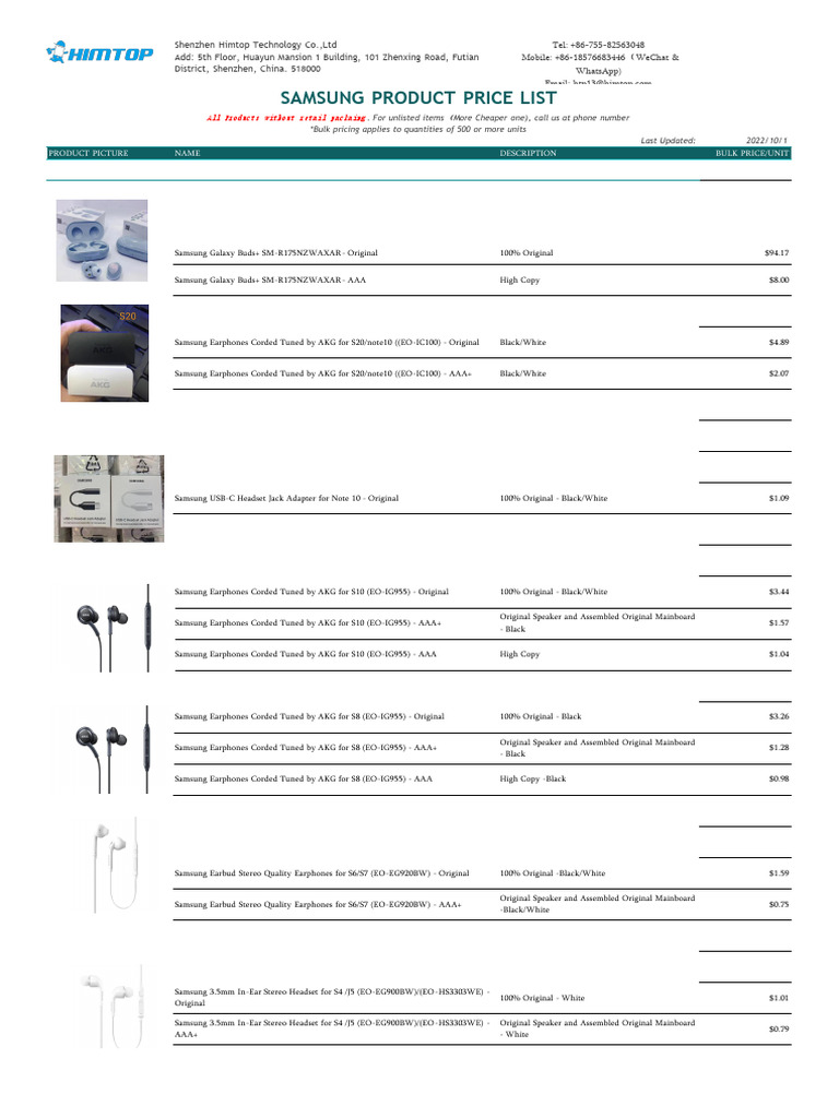 Samsung Price List From Himtop1121 | PDF