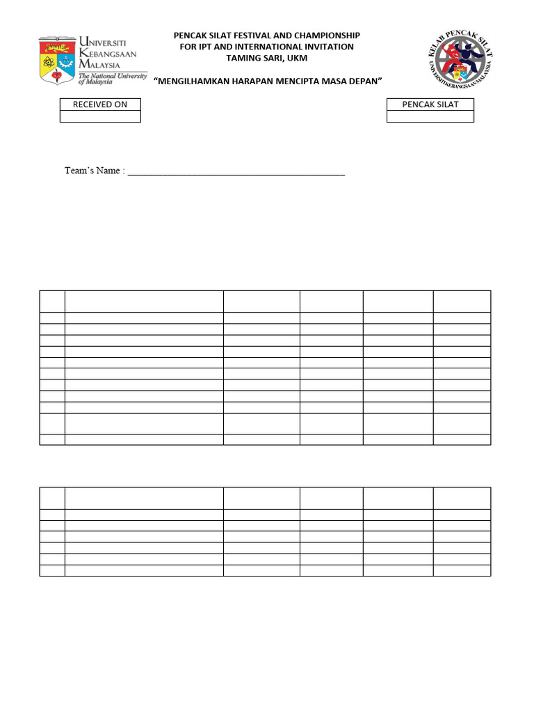 Team Registration Form@ | PDF