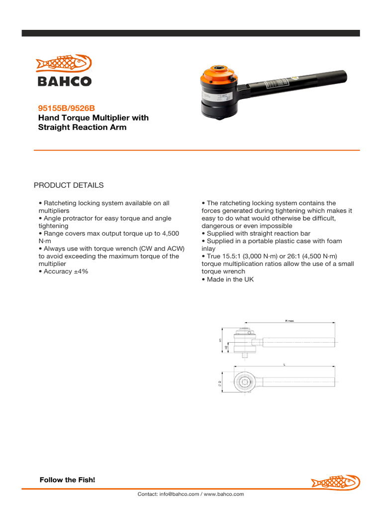 Torque Multiplier With Straight Reaction Arm-Snapon (Bahco) | PDF | Home & Garden | Computers