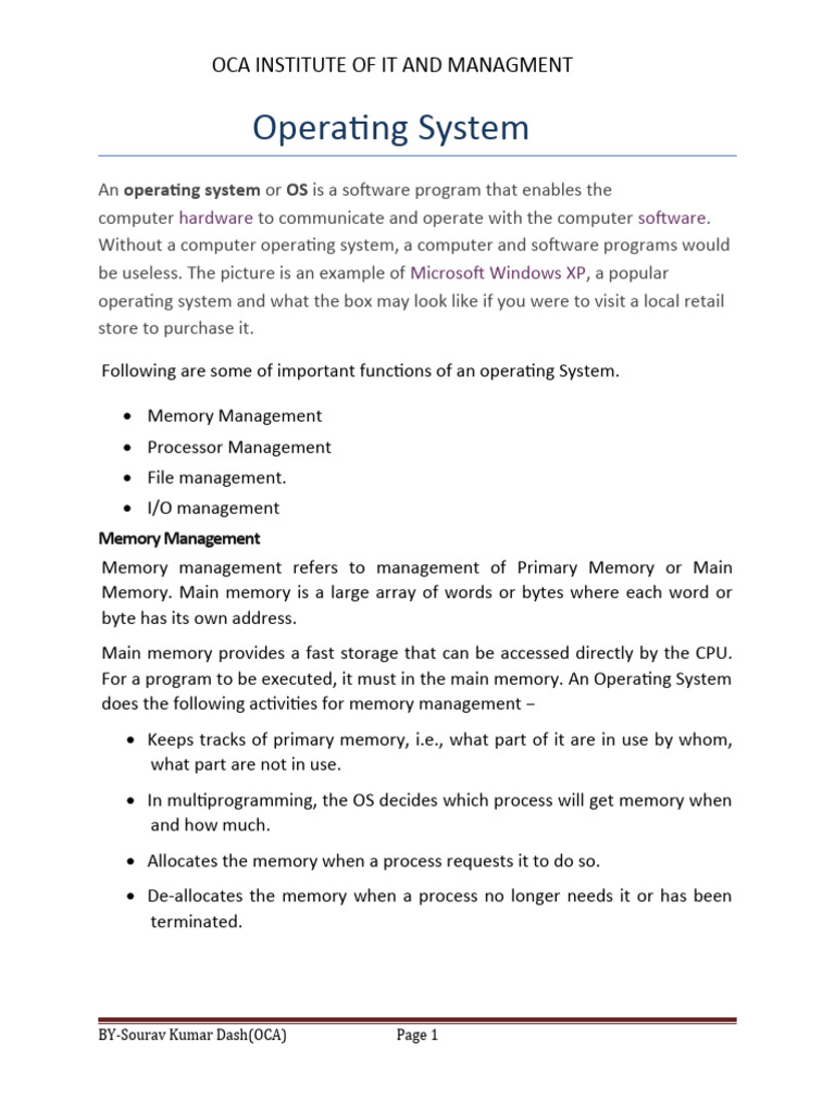 Operating System | PDF