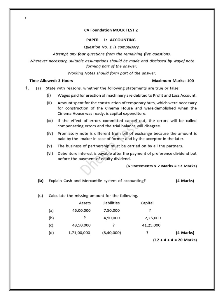 Acc Mock Test 2 Questions Pdf
