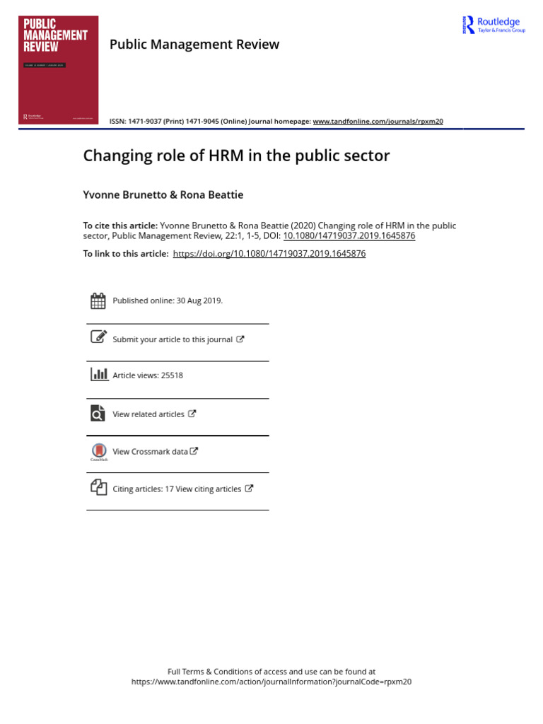 Changing role of HRM in the public sector | PDF