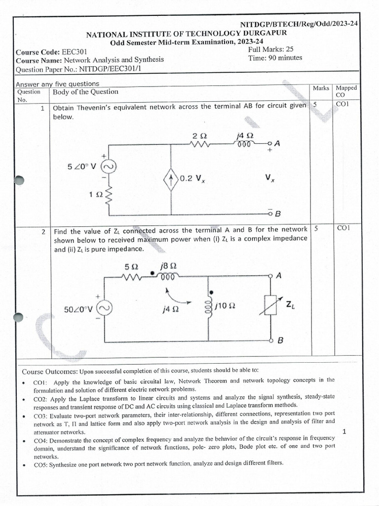 EEC Odd Sem Mid-Term 2023-24 | PDF