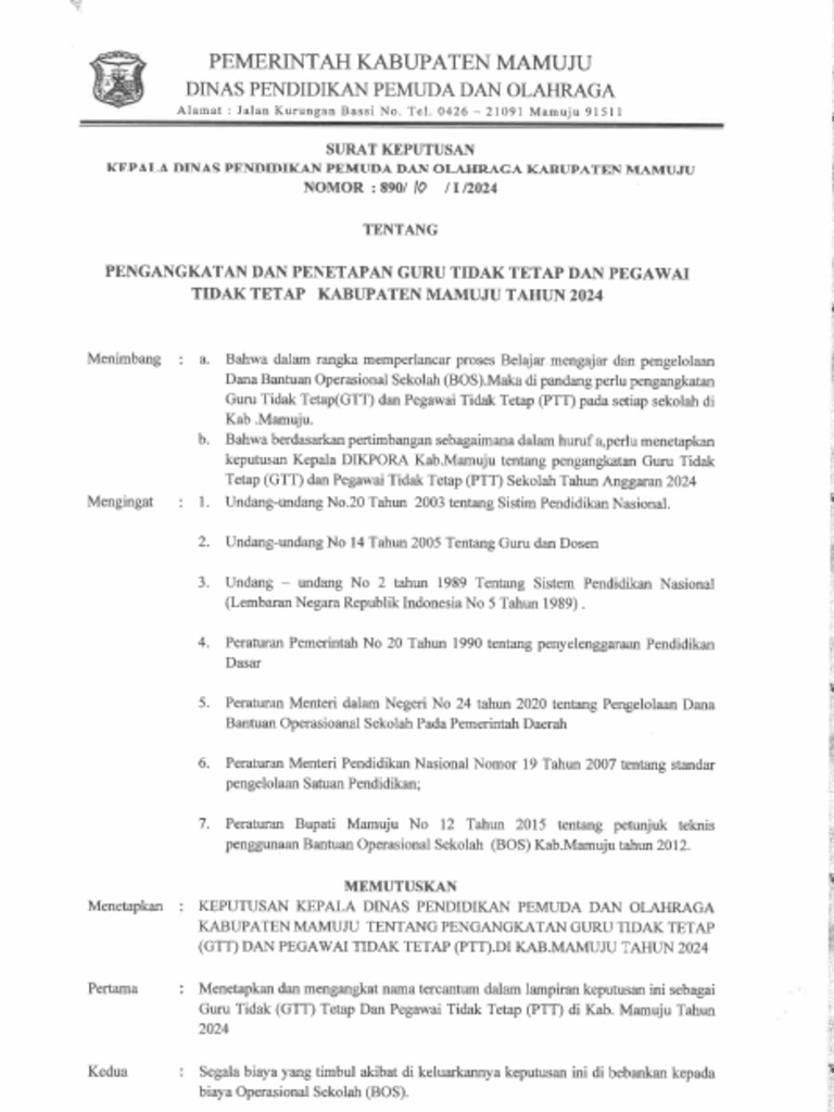 SK GTT PTT Khusus SMPN 4,5 Tommo | PDF