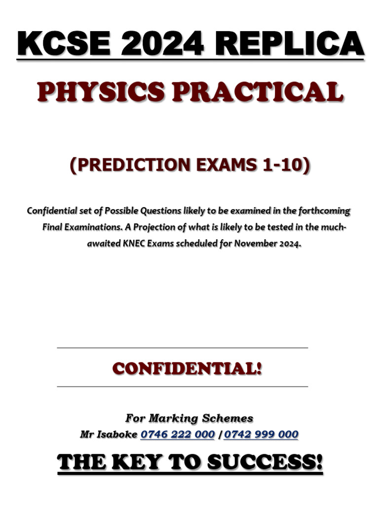 Kcse 2024 Physics Practicals Replica | PDF