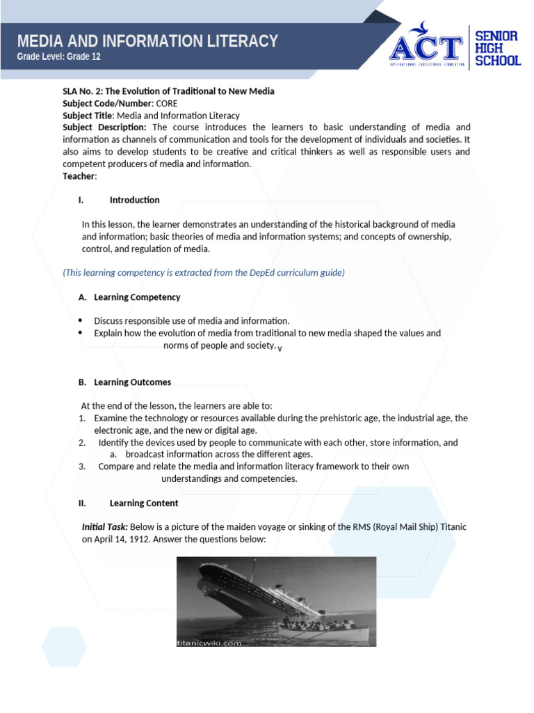 Media and Information Literacy Week 2 | PDF