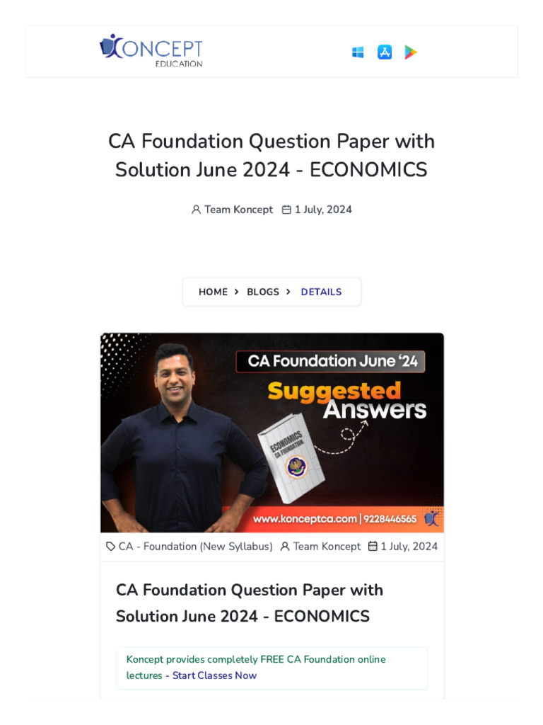 CA Foundation Question Paper With Solution June 2024 - ECONOMICS | PDF