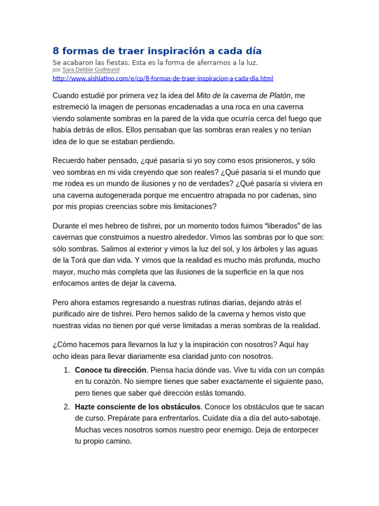 8 Formas de Traer Inspiración A Cada Día | PDF