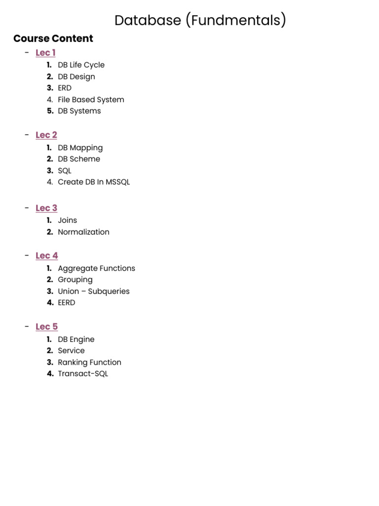 My DB Notes Lec 1 To 5 | PDF