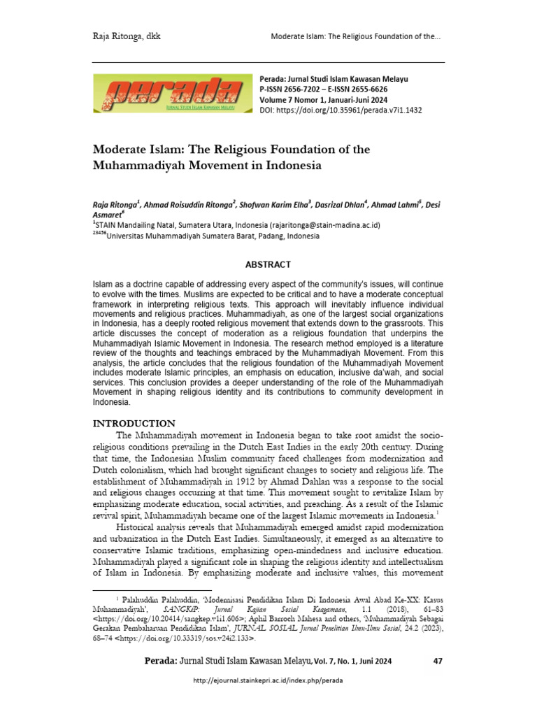 5 Perada Moderate Islam Muhammadiyah EDIT | PDF