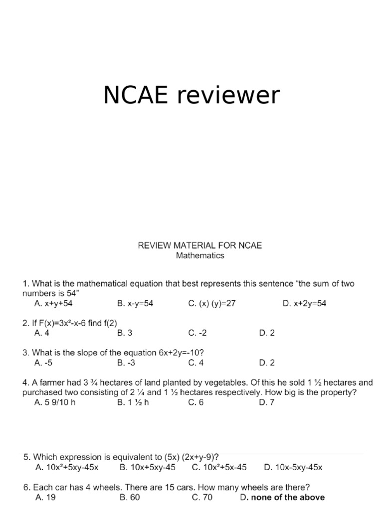 NCAE Reviewer | PDF