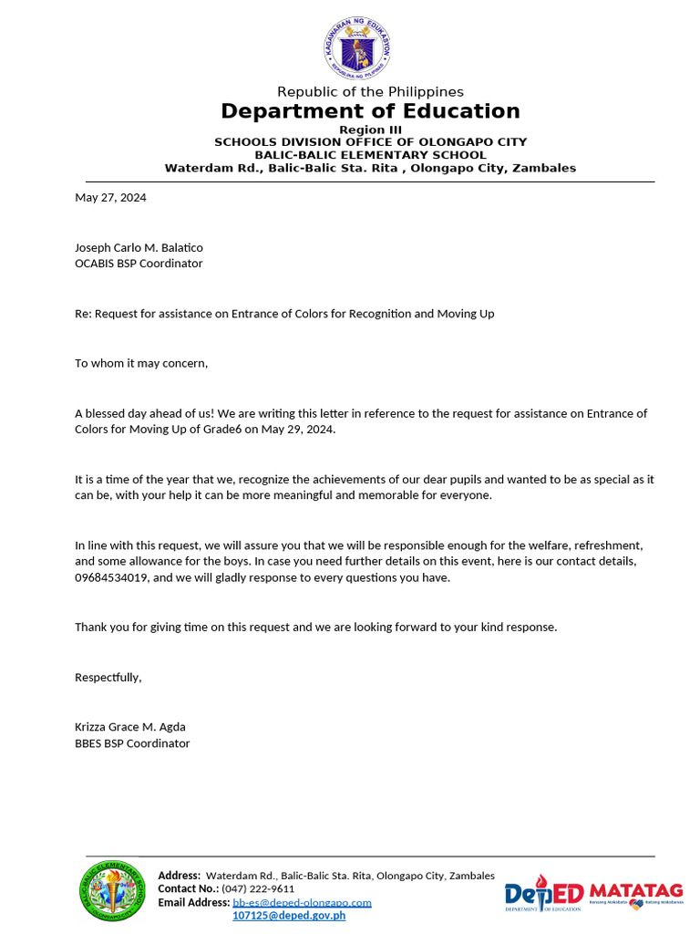 Request Letter OCABIS | PDF