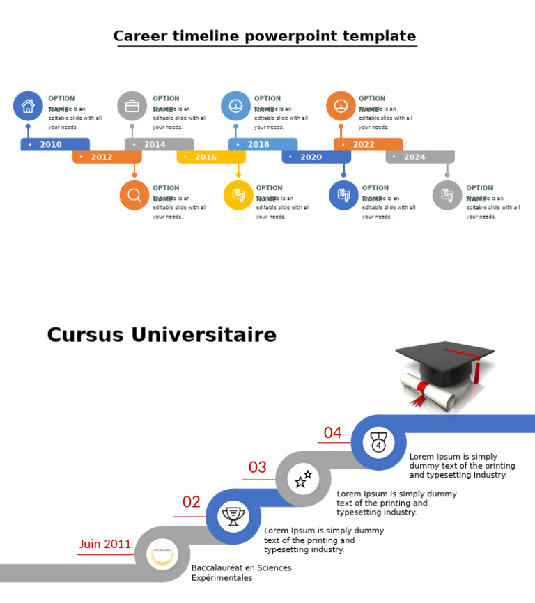Career Timeline Powerpoint Template 7 Blue | PDF