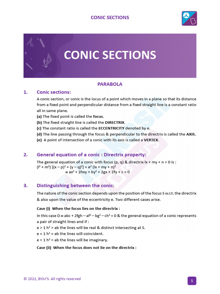 Conic Sections Handbook | PDF