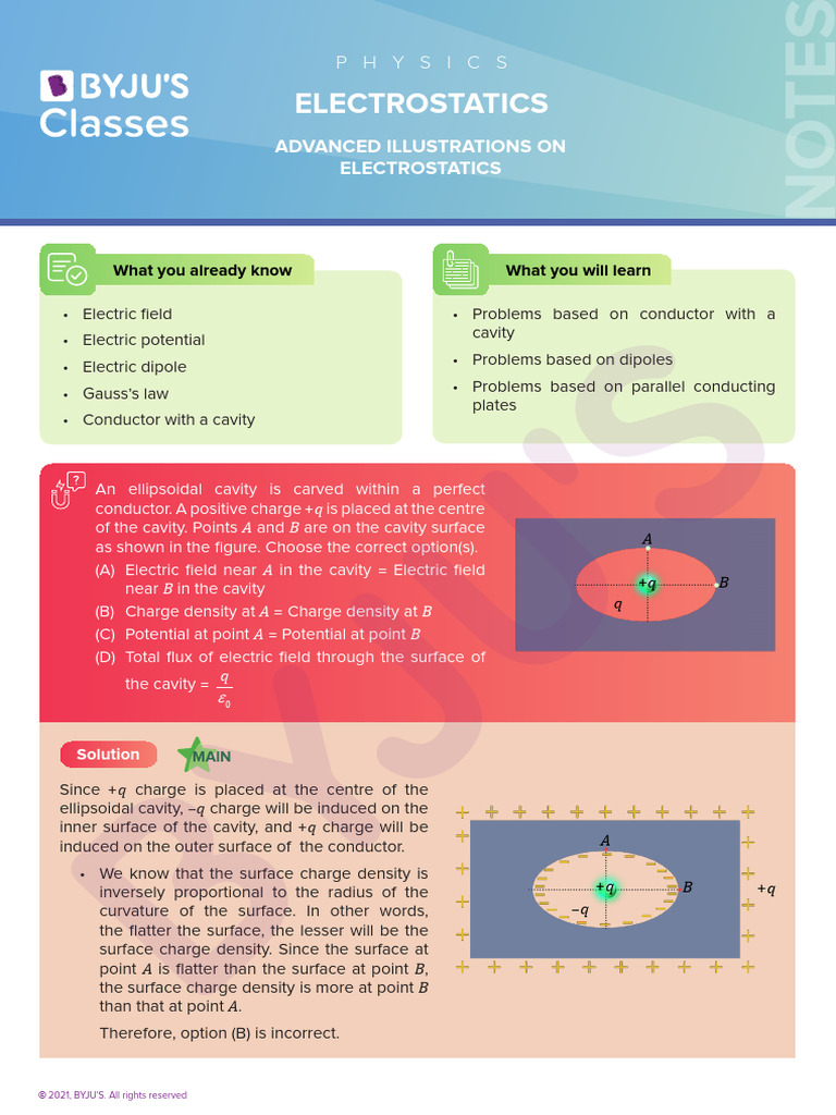 Advanced illustration on electrostatics | PDF