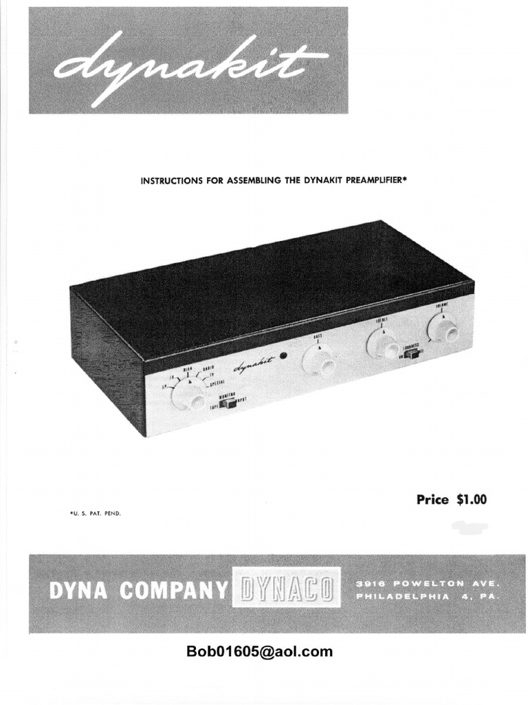Dynaco PAM 1 Schematic Owners Manual | PDF