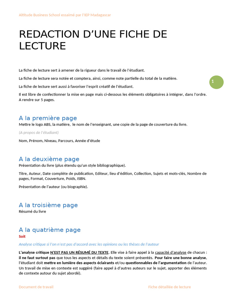 Méthodologie Dune Fiche de Lecture | PDF