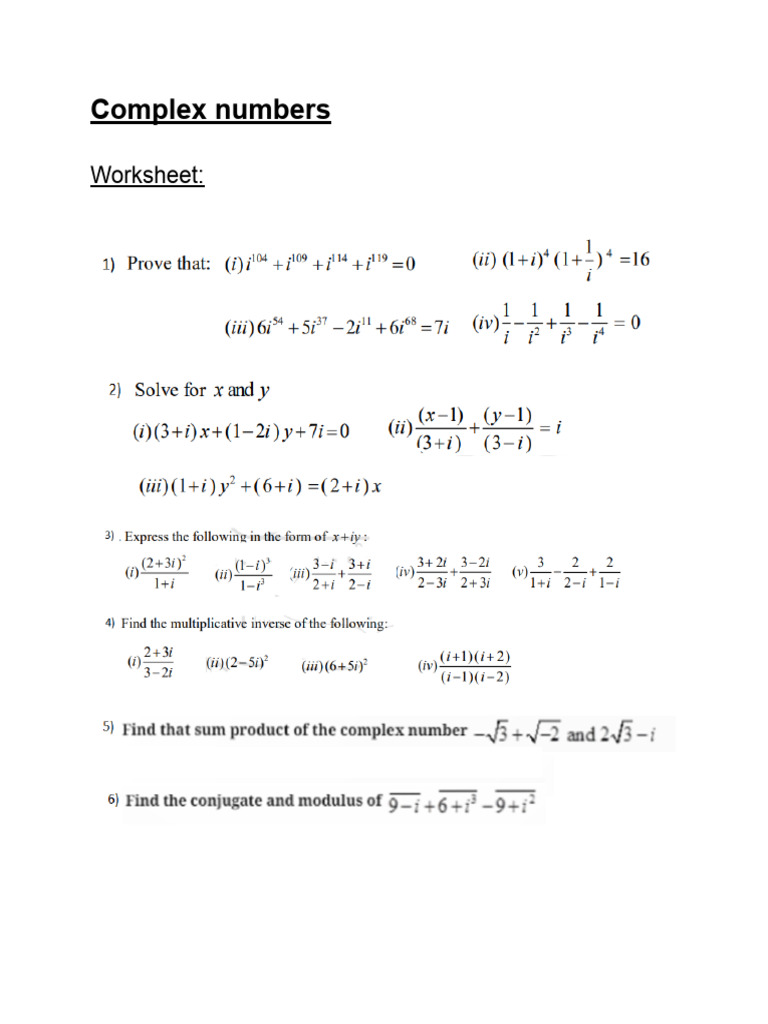 Complex Numbers | PDF