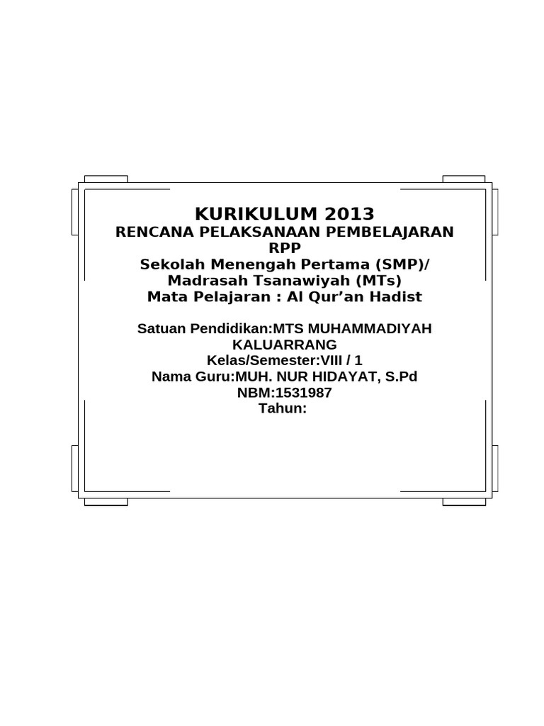 Sampul RPP Hidayat | PDF