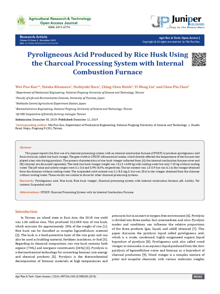 Paper - Pyroligneous Acid Produced by Rice Husk Using The Charcoal ...