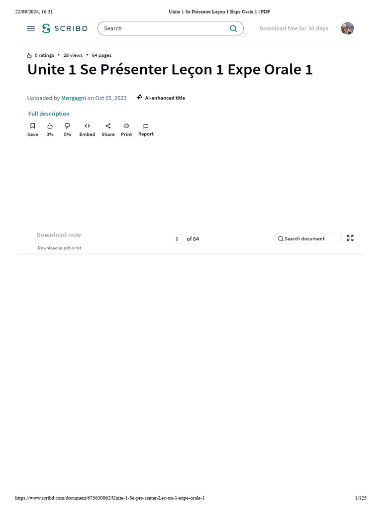 Unite 1 Se Présenter Leçon 1 Expe Orale 1 - PDF | PDF