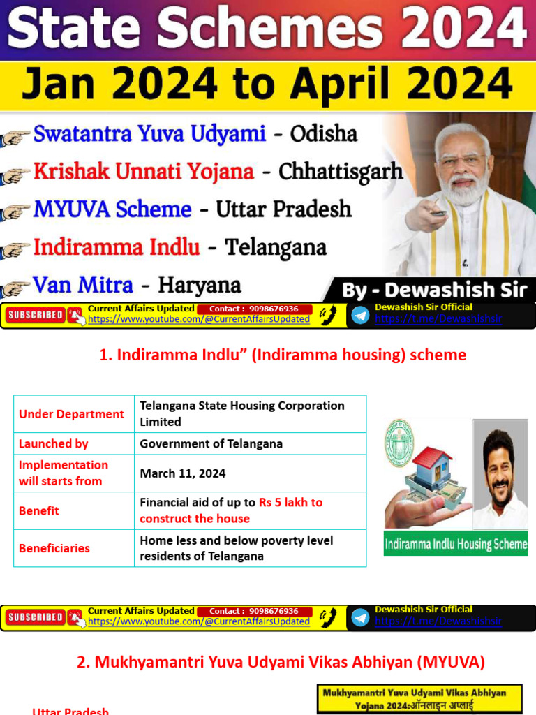 State Schemes 2024 Jan To April 2024 | PDF