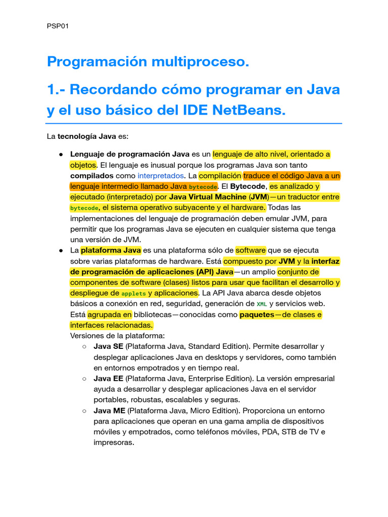 PSP01 - Programación Multiproceso | PDF