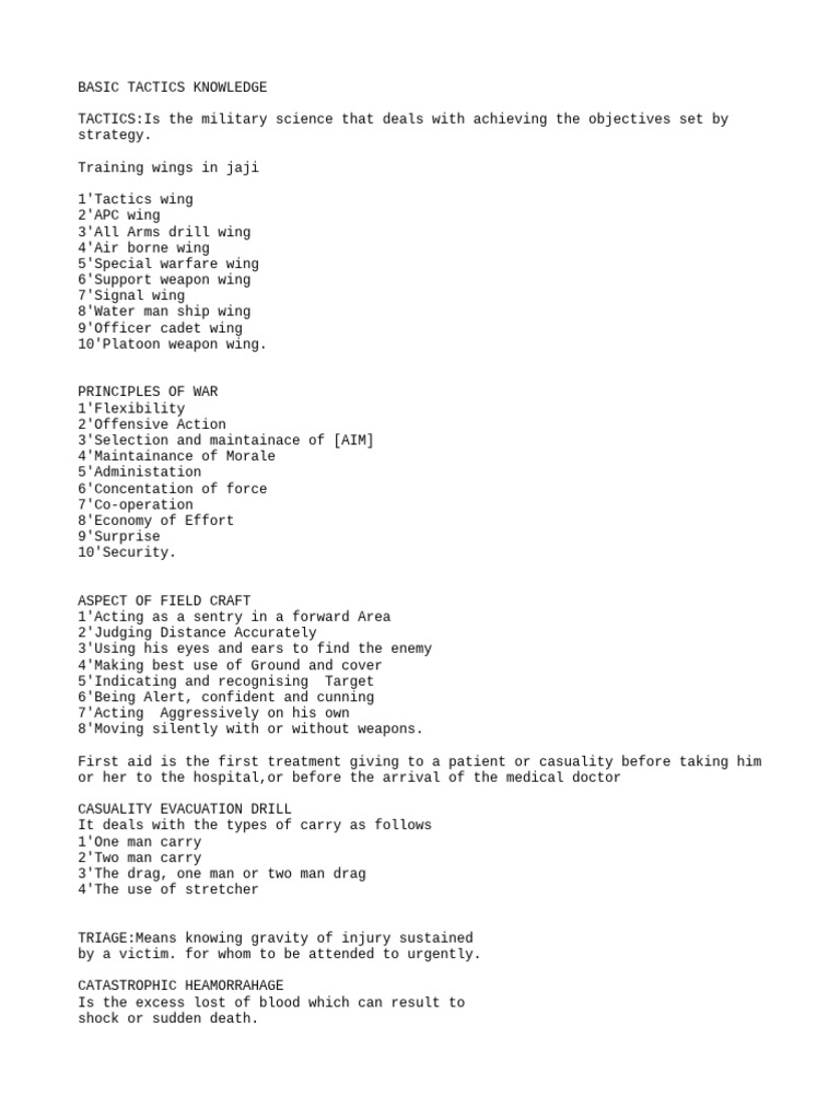 Basic Tactics & Field Craft | PDF