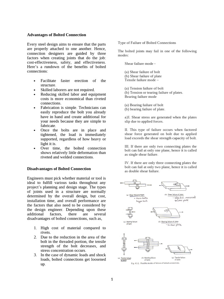 Advantages of Bolted Connection | PDF