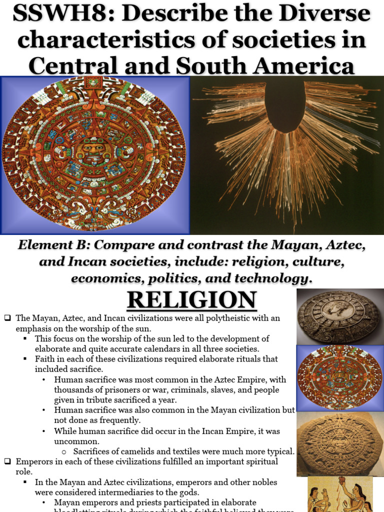 Sswh8b Comparisons Contrasts of Maya Aztec Inca Cultures Mini-Lecture | PDF